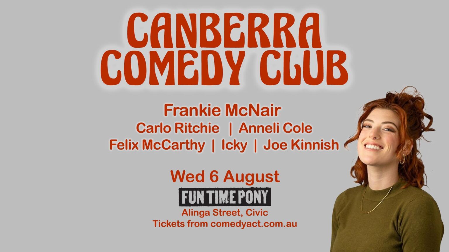 SOLD OUT – Canberra Comedy Club August 2025 | Comedy ACT